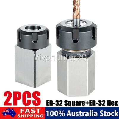 2x ER32 Collet Block Hex/Square CNC Engraving Cutting Machine Lathe ...