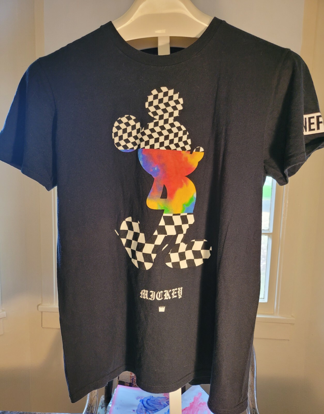 Disney Neff Checkered Mickey Mouse Graphic Short Slee… - Gem