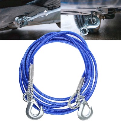 Strong Steel Wire Cable Tow Recovery Hook Rope 5 Ton 4M Rubber Coated ...
