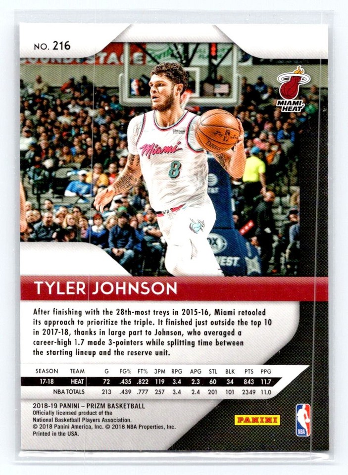 2018-19 Panini Prizm Basketball 216 Tyler Johnson - Miami Heat | eBay