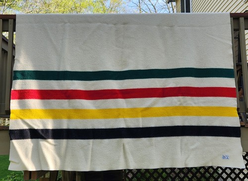 Vintage Pendleton Blanket Glacier Park Striped Wool 88X62 Hudson Bay ...