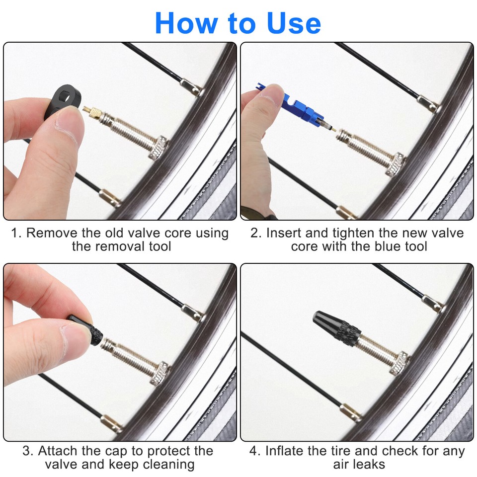 Presta Schrader Valve Core Kit w/ Bike Valve Core Quickly Dismantle ...