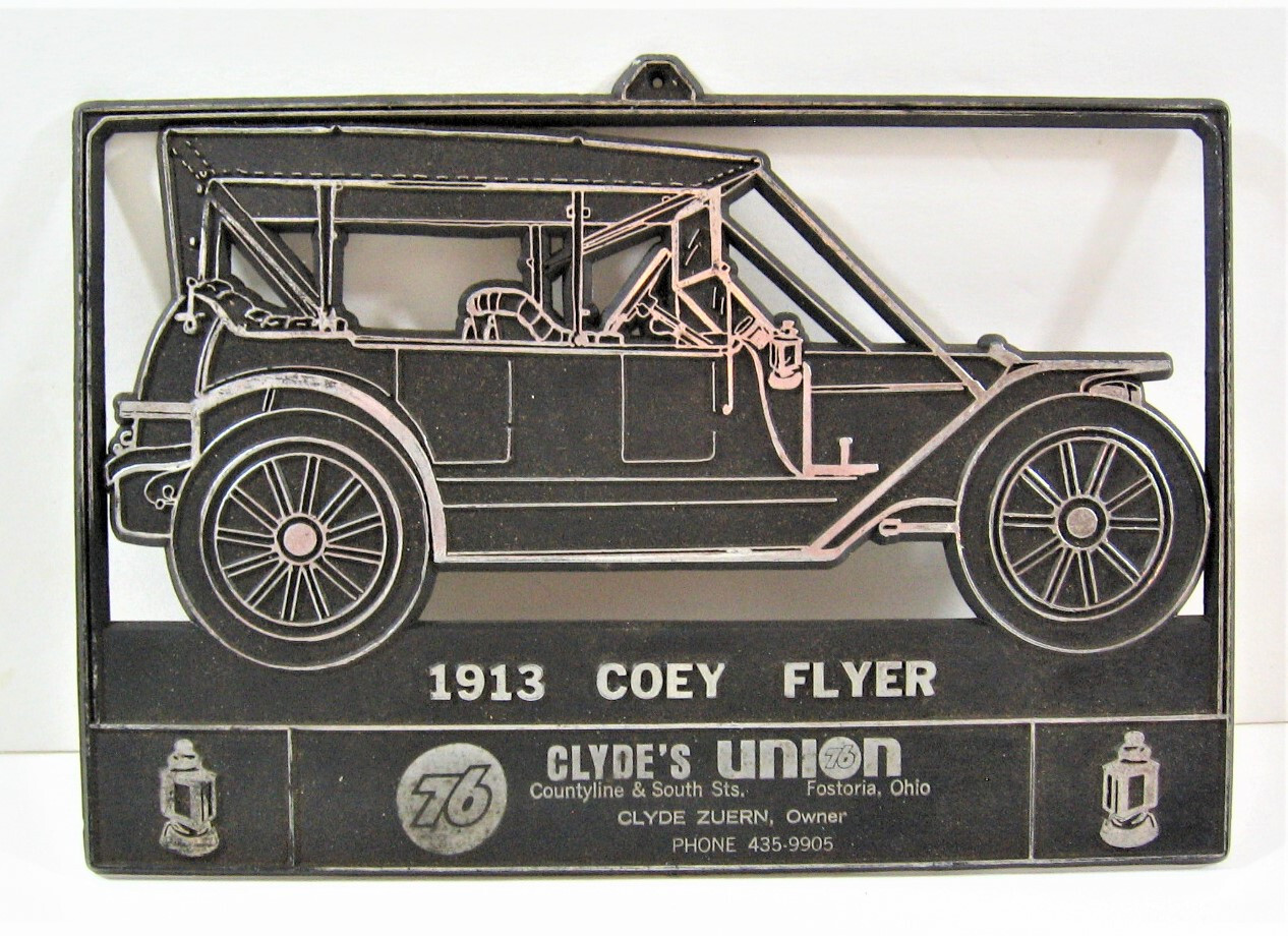 Vintage 1913 Coey Flyer Auto Clyde's Union 76 Adv Sign Fostoria Ohio | eBay