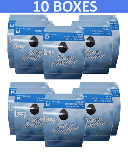 Leggs Sheer Comfort Control Top Enhanced toe Size: B Medium Soft Black ...