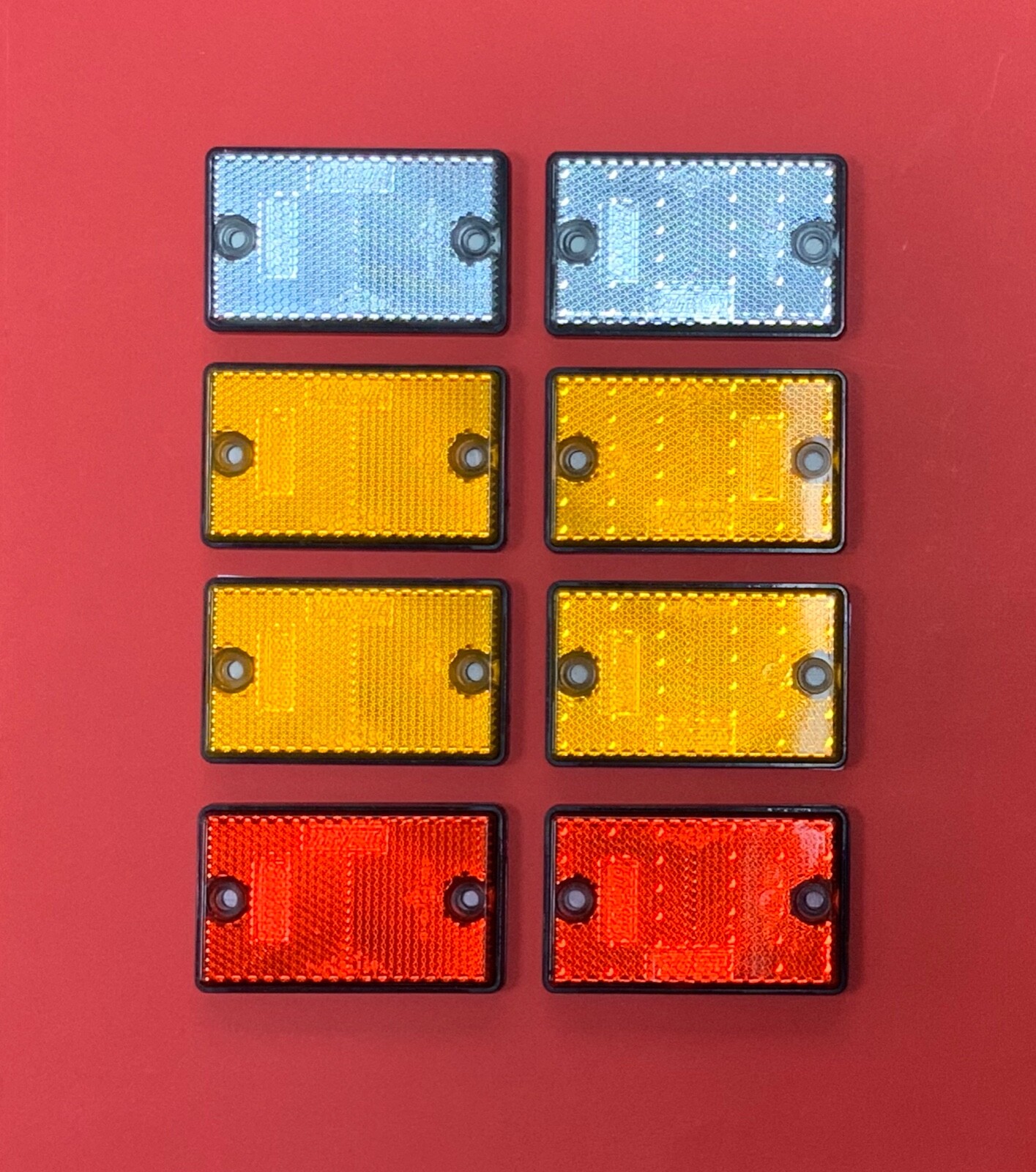 Set of 8 Self-Adhesive Rectangle Reflectors 77mmx46mm Trailers,Trucks ...