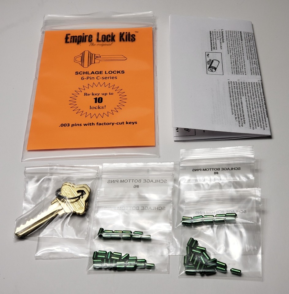 Schlage Rekey Kit 10 Locks 6-Pin Key SC4 Bottom Pins With Factory Cut ...