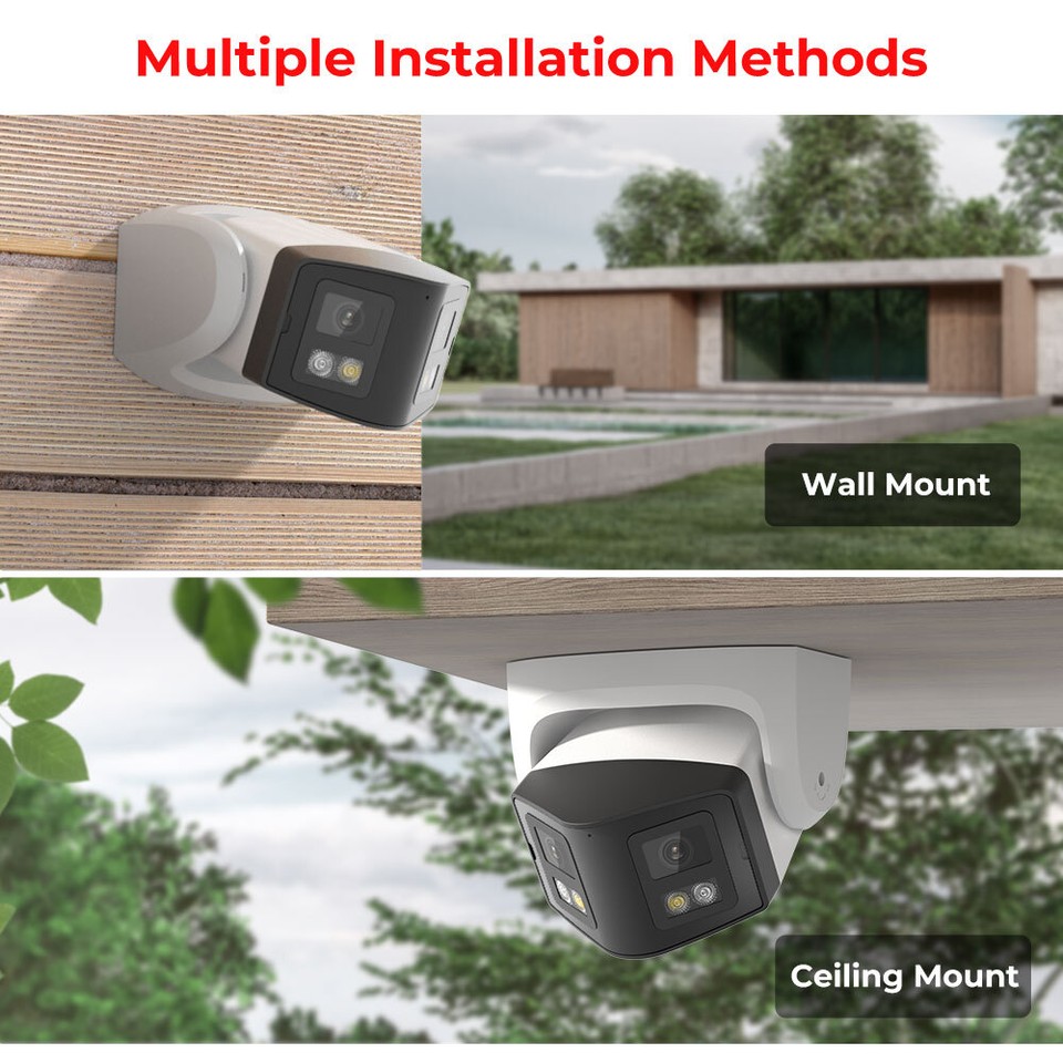 Hik Compatible 4MP 180°Panoramic IP Camera Dual lens&light 2way Audio ...