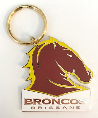 33032 BRISBANE BRONCOS NRL METAL TEAM LOGO KEY RING KEYRING CHAIN ...
