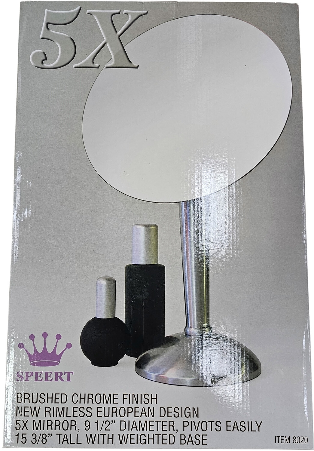 Speert Brushed Nickel Chrome Rimless European Design 5x Beauty Mirror 9 ...