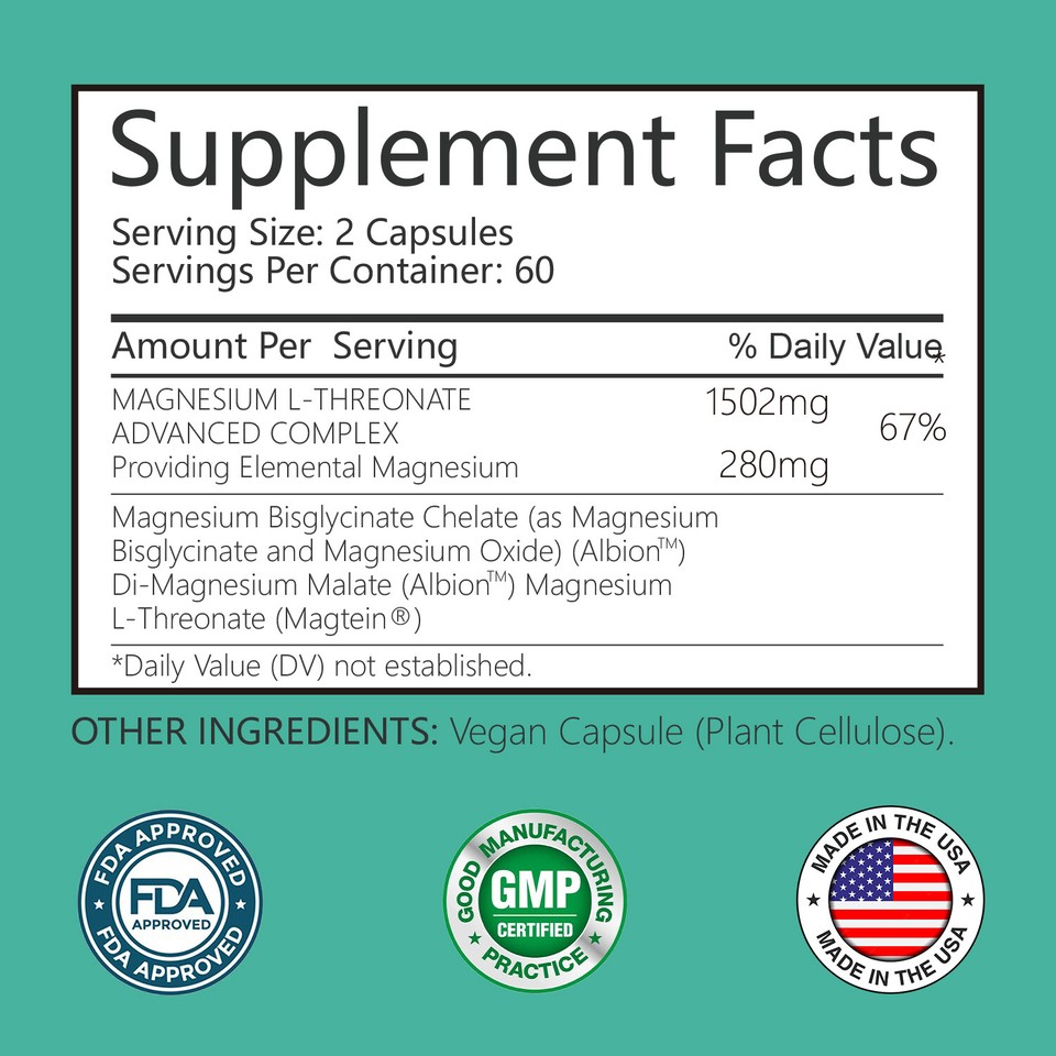 Magnesium Capsules - Magnesium L-Threonate - Boosts Brain Health ...