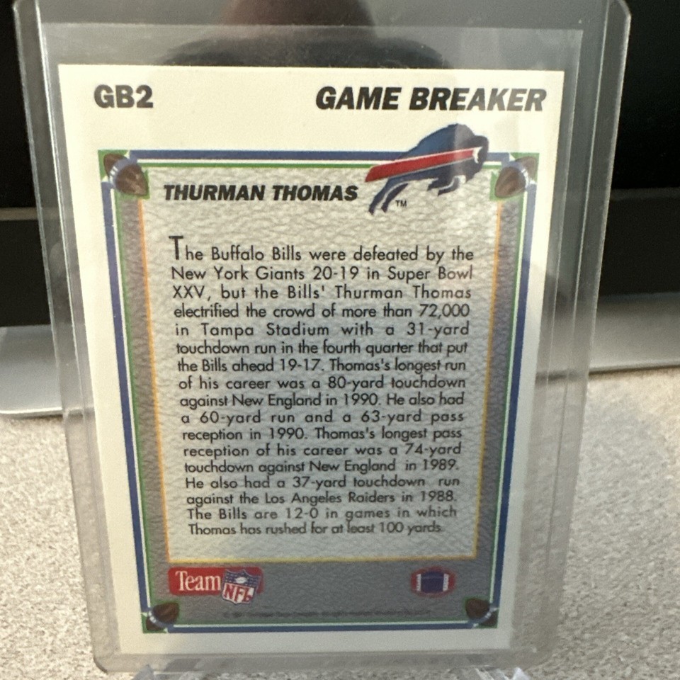 1991 Upper Deck UD Game Breakers Thurman Thomas Card #GB2 | eBay