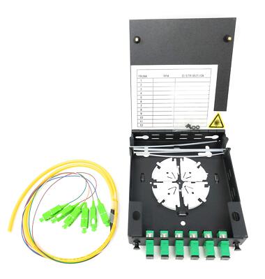 6 Port Fiber Enclosure w/ Spool Singlemode Simplex SC-APC Kit w a 1M 6 ...