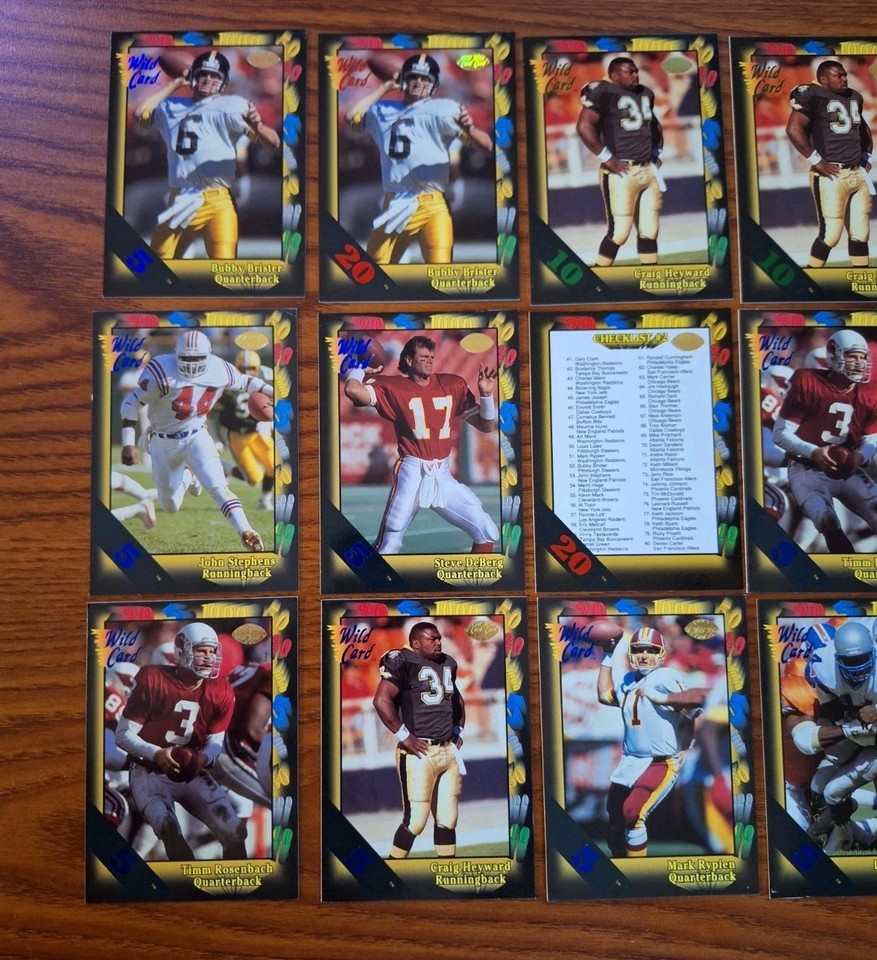 1991 Wild Card 20 Stripe 10 Stripe 5 Stripe NFL LOT 17 Football Cards ...
