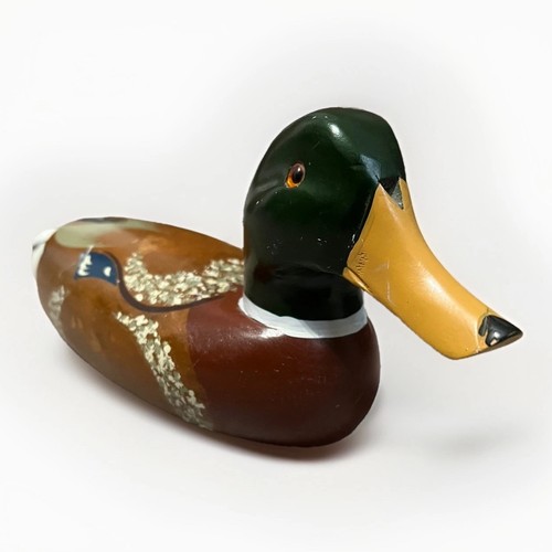 Vtg Emson Wooden Duck Decoy Mallard Drake Glassy Eyes Original 14” Hand ...