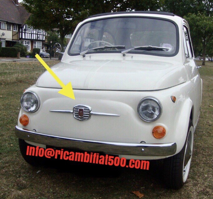 CLASSIC FIAT 500 F FRONT BADGE EMBLEM MOUSTACHE WINGS PLASTIC BRAND NEW ...