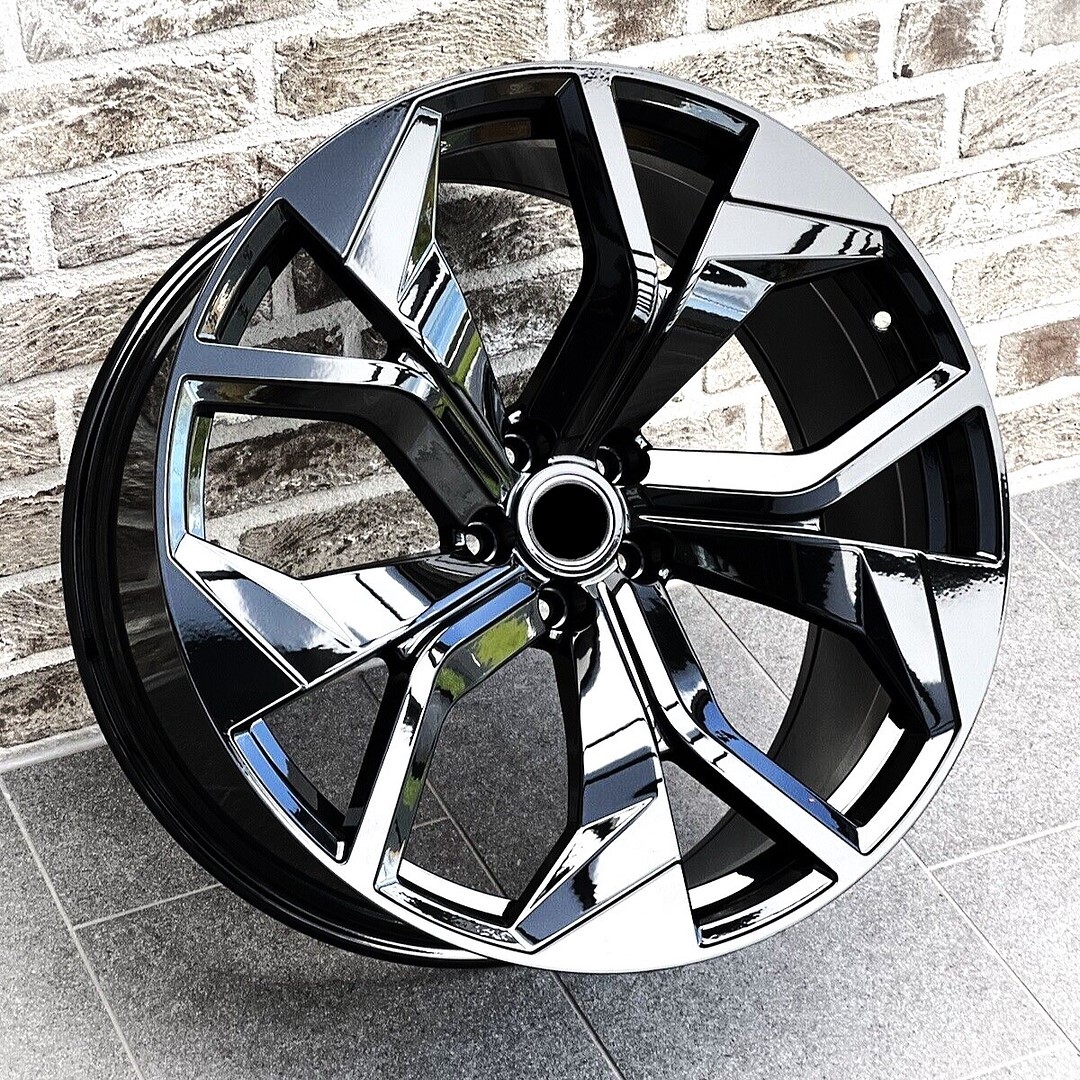 22" RSQ8 STYLE GLOSS BLACK WHEELS RIMS FITS AUDI 5X112 Q5 SQ5 Q7 SQ7 Q8 ...
