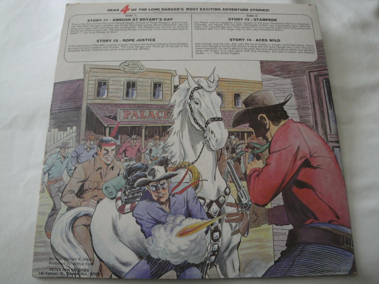 LONE RANGER Vinyl Lp Hear 4 OF THE EXCITING ADVENTURES PETER PAN 8213 ...
