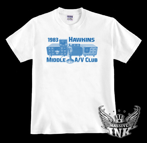 1983 HAWKINS MIDDLE A/V CLUB Stranger Things Heathkit radio T-SHIRT ...