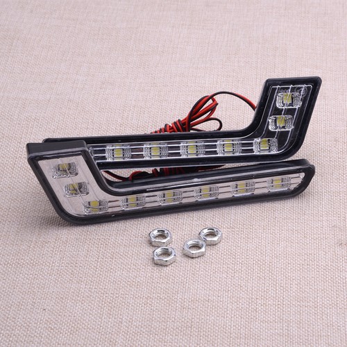 L Shape Universal 8 LED White Daytime Running DRL Day Light Car Light ...