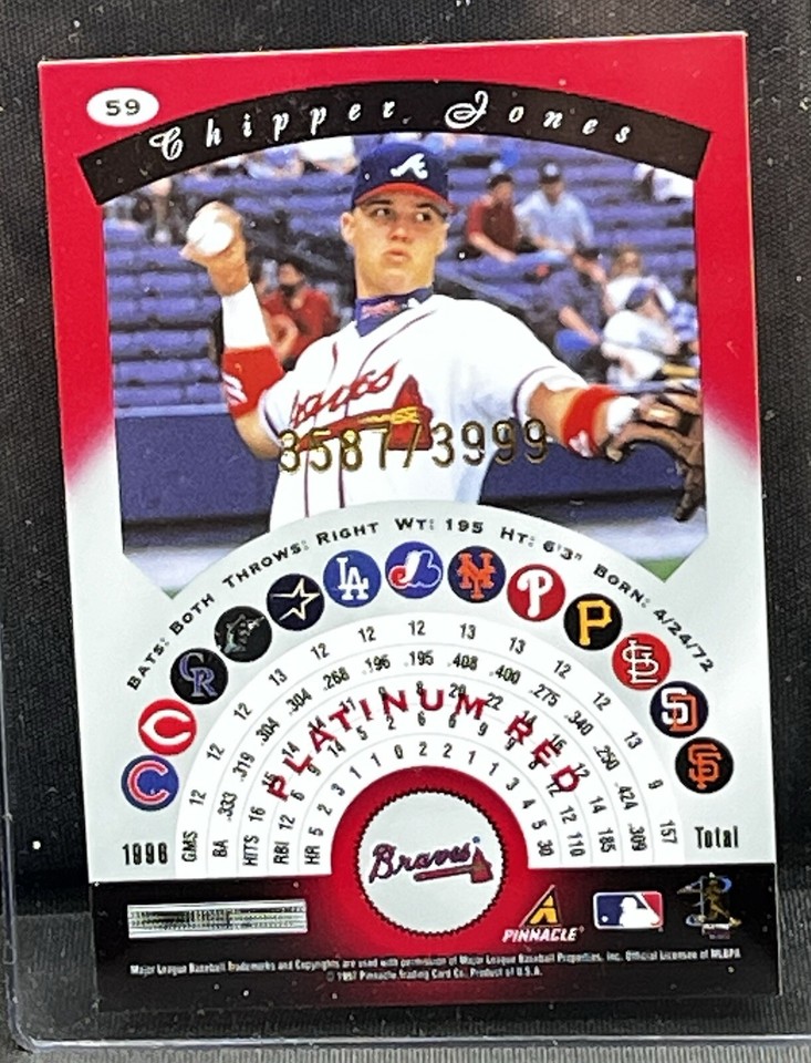 1997 TOTALLY CERTIFIED PLATINUM RED CHIPPER JONES #59 BRAVES /3999 | eBay