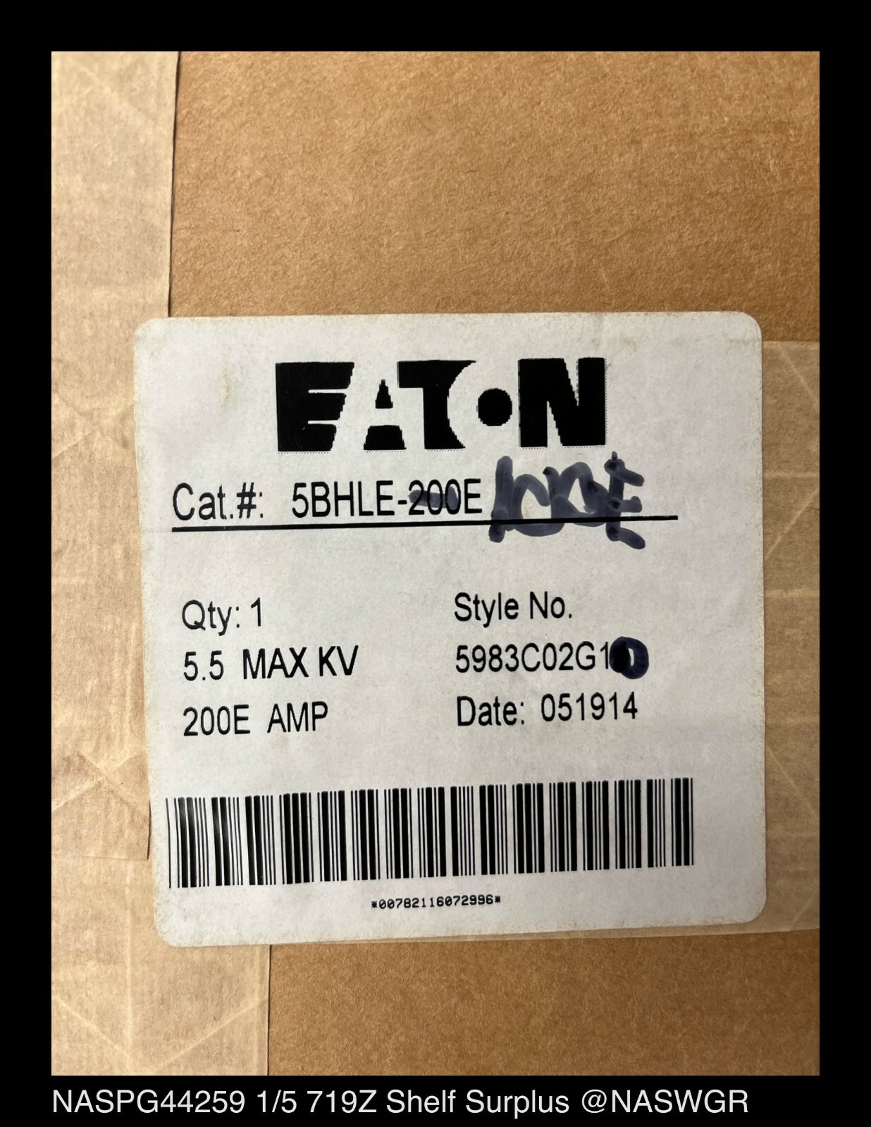 Eaton 5BHLE-100E Current Limiting High Voltage Fuse - 100E Amp, 5.5kV ...
