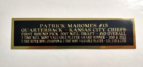 Patrick Mahomes Kansas City Chiefs Nameplate For A Football Photo ...