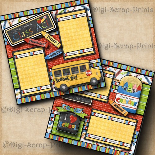CLASS ACT ~ school 2 premade scrapbooking pages paper BOY GIRL layout ...