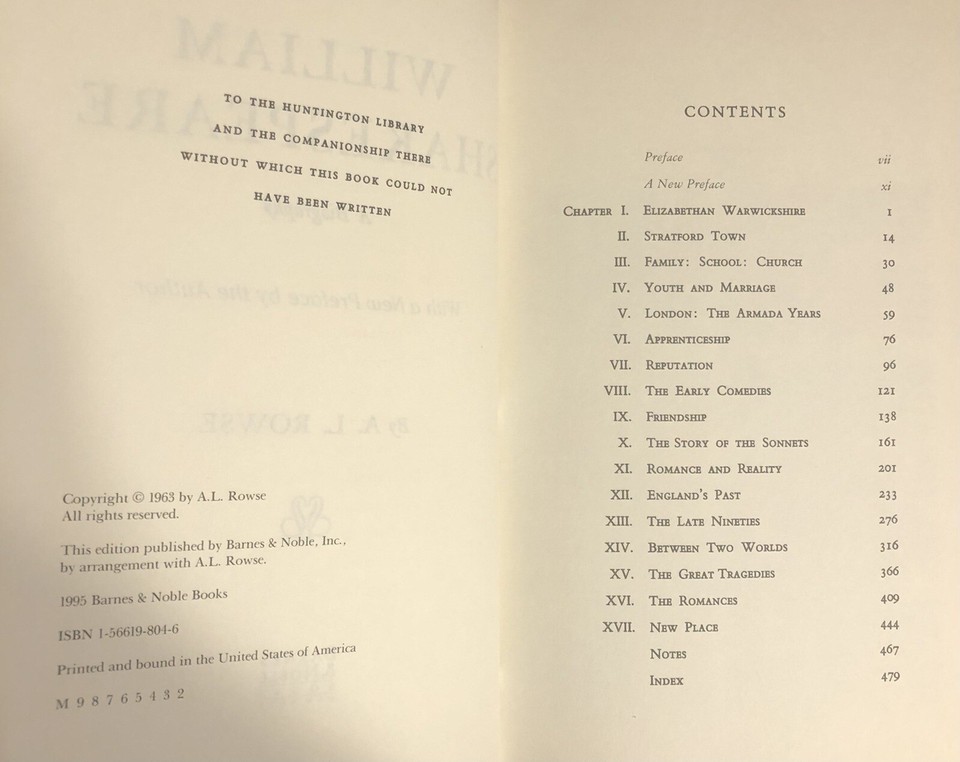 WILLIAM SHAKESPEARE A BIOGRAPHY BY A.L.ROWSE / COPYRIGHT 1963 | eBay