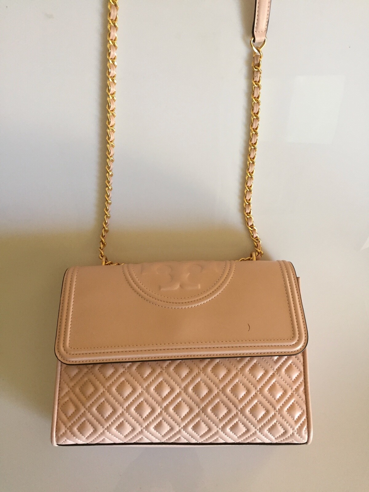 TORY BURCH Fleming Shell Pink Leather Convertible Sho… - Gem
