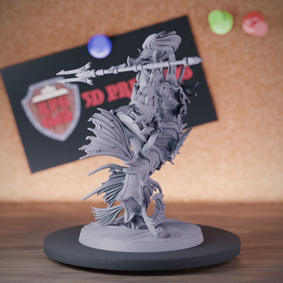 Merfolk Seahorse Rider Miniature Siren Monster Dungeons and Dragons ...