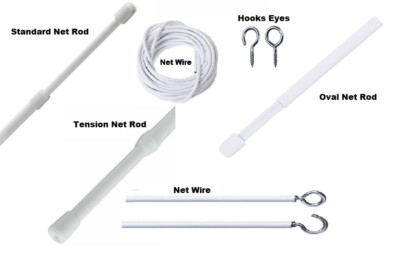 EXTENDABLE LIGHTWEIGHT NET CURTAIN RODS ROUND,TENSION, OVAL ROD NET ...
