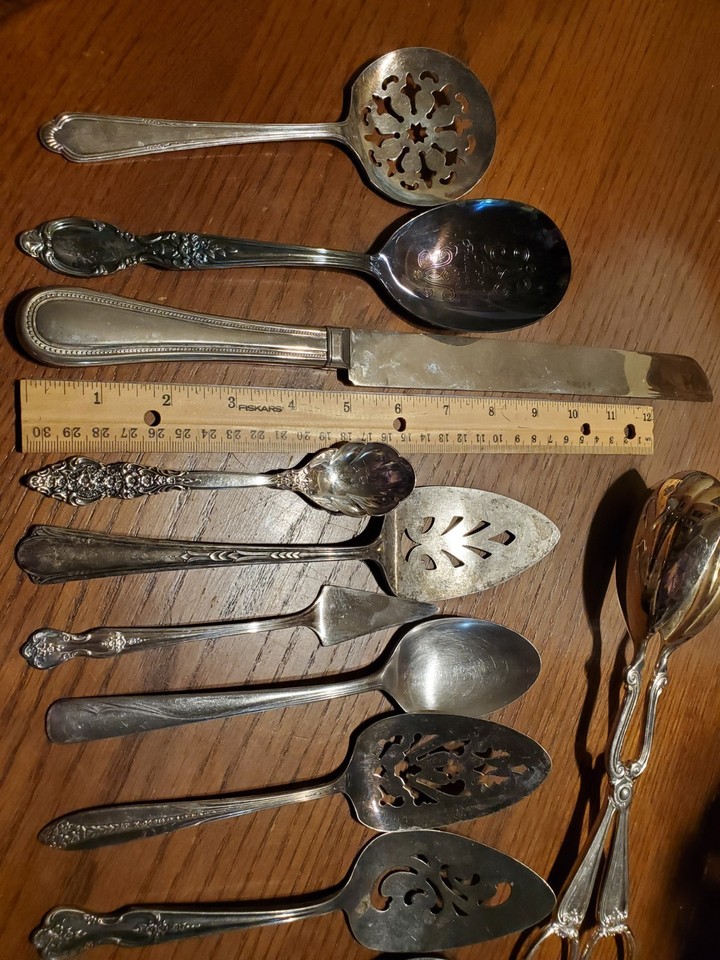 Antique to Mod Serving ware / Flatware 16 pc Lot Silver plate ...