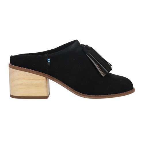 TOMS Leila Tassel Fringe Round Toe Mule Booties Womens Black Casual ...