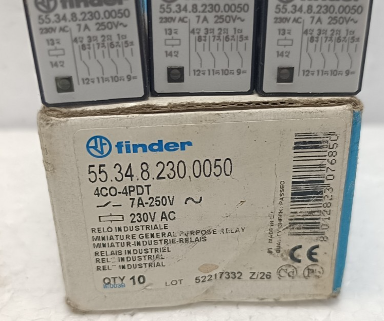 A LOT OF 3 PCS FINDER 55.34.8.230.0050 230VAC Power Relay 14Pin 7A 250V ...