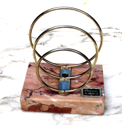 VTG Art Deco Desktop Letter Mail Sorter Brass Three Ring/Genuine Marble ...