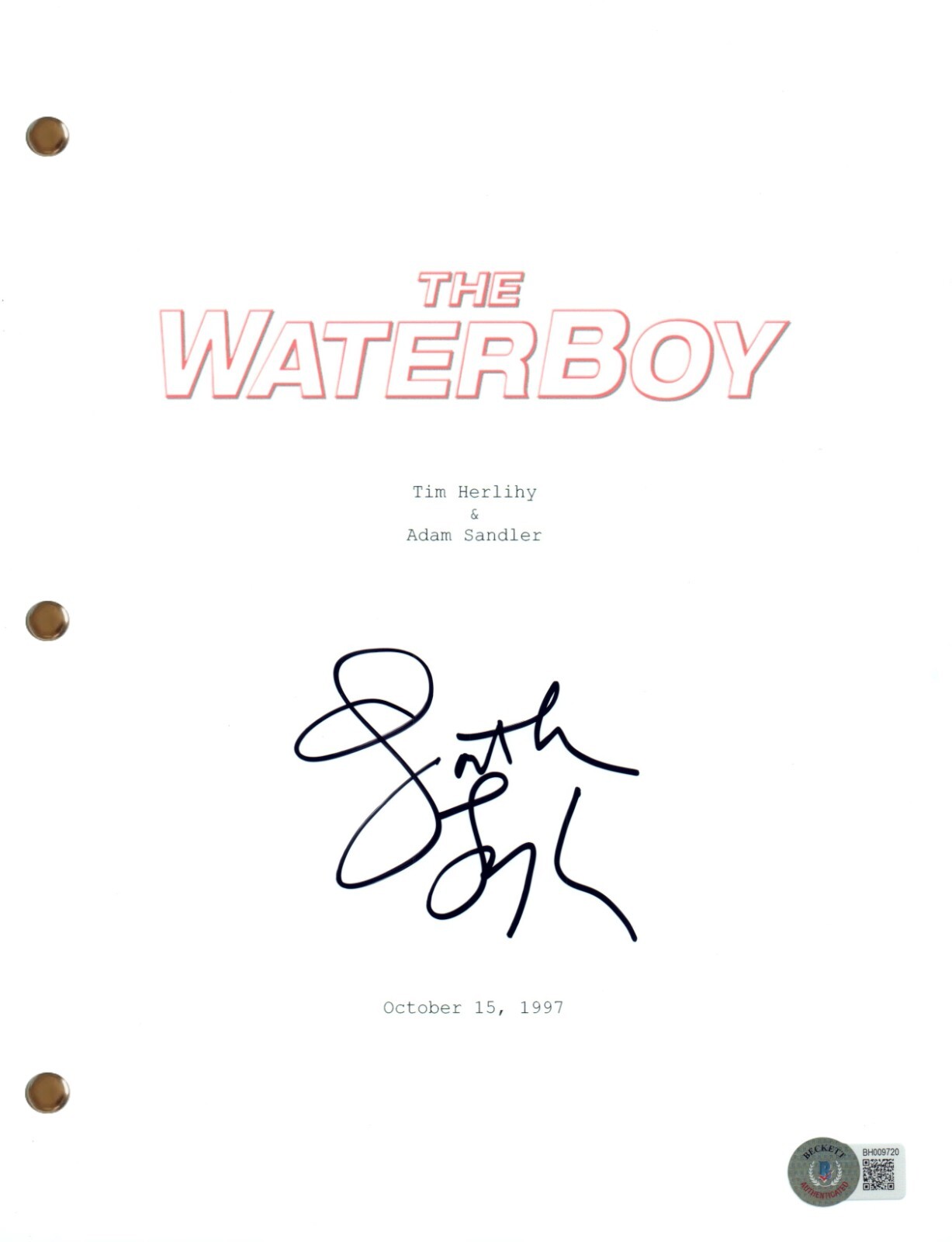 Jonathan Loughran Signed Autograph The Waterboy Movie Script Robideaux ...