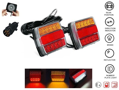 2x Magnetic LED Trailer Towing Lightboard Light Rear Tail Board Lamps 7 ...