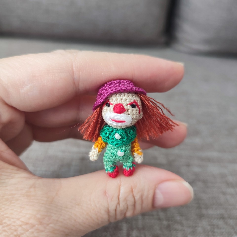Dollhouse miniature clown crochet. Micro clown handmade. Miniature ...