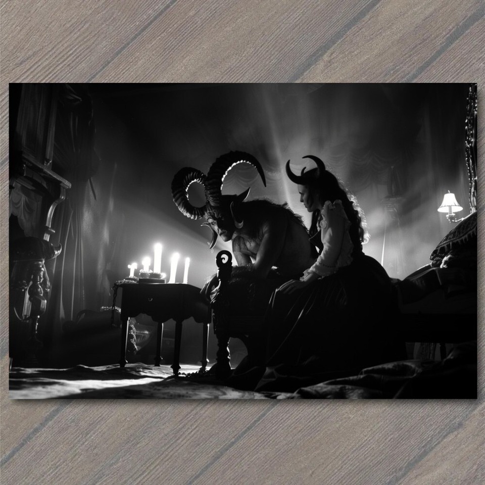 11x17" Demon Bed Beautiful Sexy Woman Horns Post Devil Strange Unusual ...
