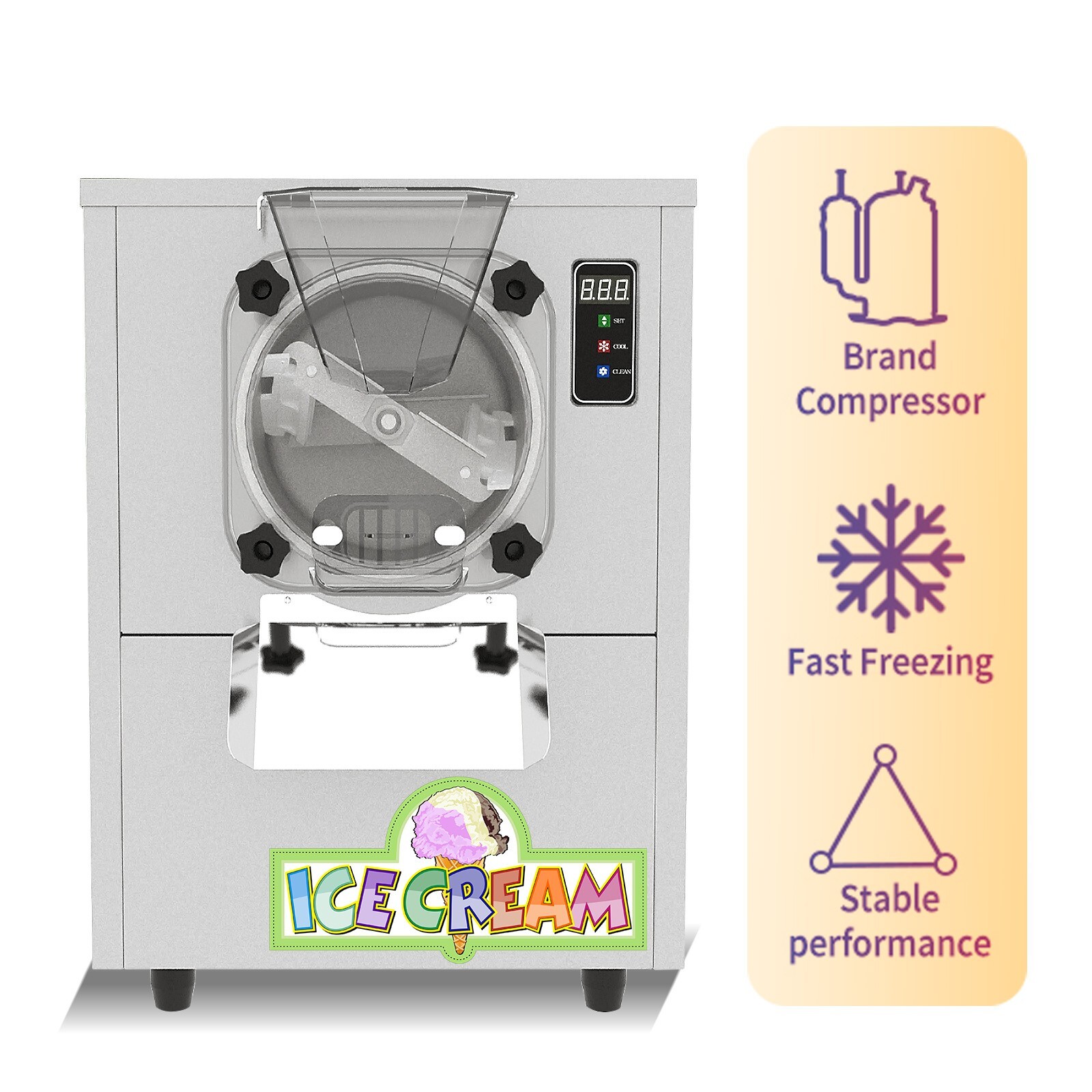 Countertop Hard Ice Cream Machine,Mini Ice Cream Maker,Gelato Ice Cream ...