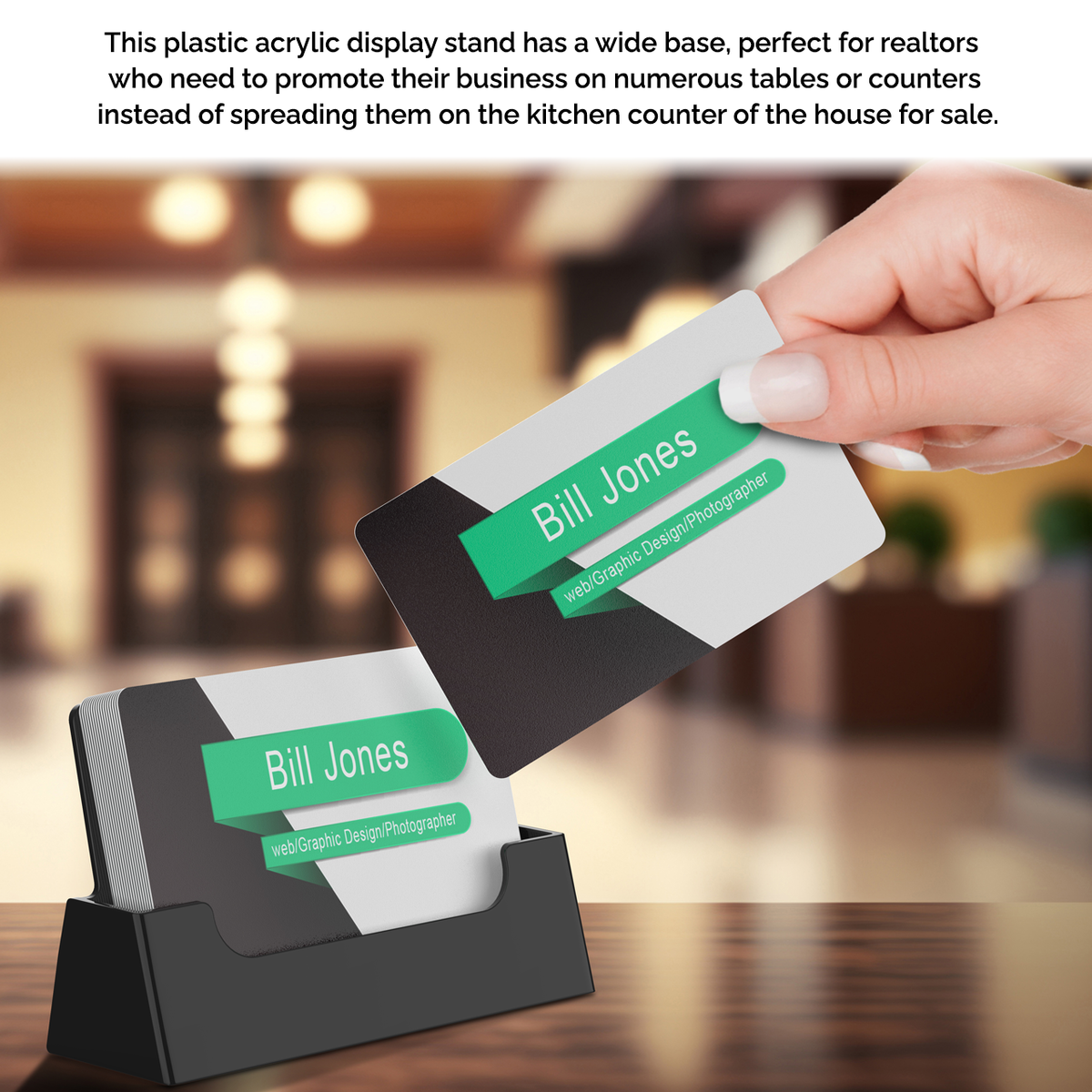 Business Card Display 4-Tier Acrylic Business Card Holder - 8-Pocket ...