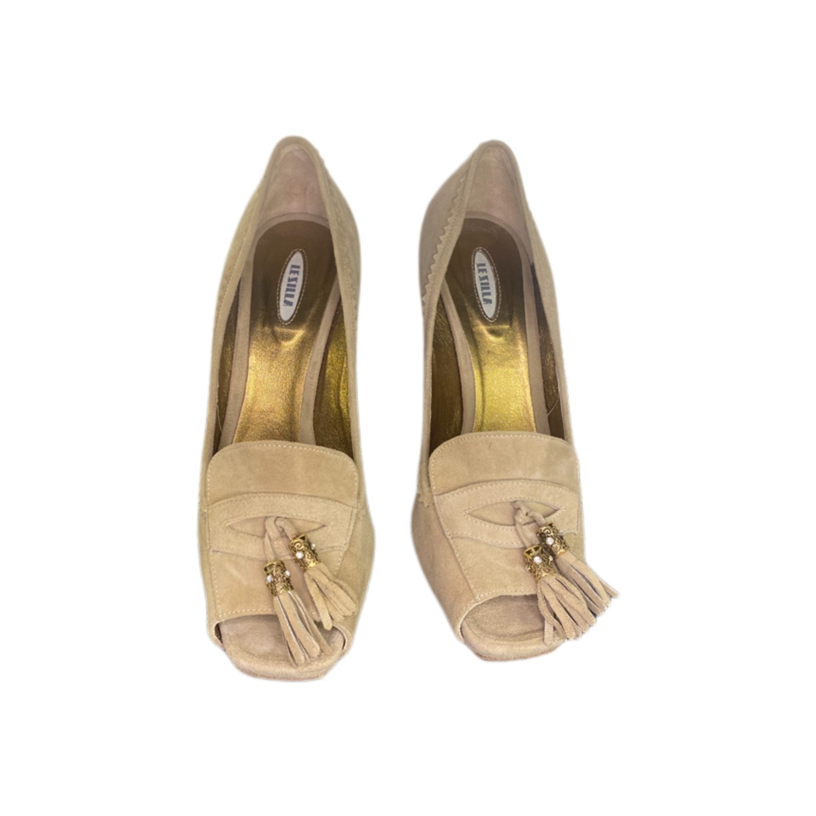Le Silla Beige Open-Toe Heels with Tassels 7.5 | eBay