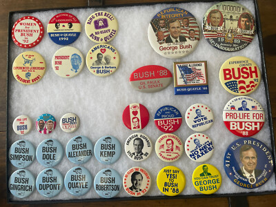 Vintage rare George Bush large Presidential campaign pinback BUTTONS 33 ...
