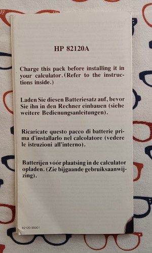 Hewlett Packard HP 82120A Rechargable Battery Pack for HP-41C - Manual ...