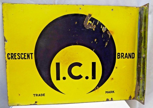 Vintage Porcelain Enamel Sign Color Advertise Crescent Brand Chemical ...
