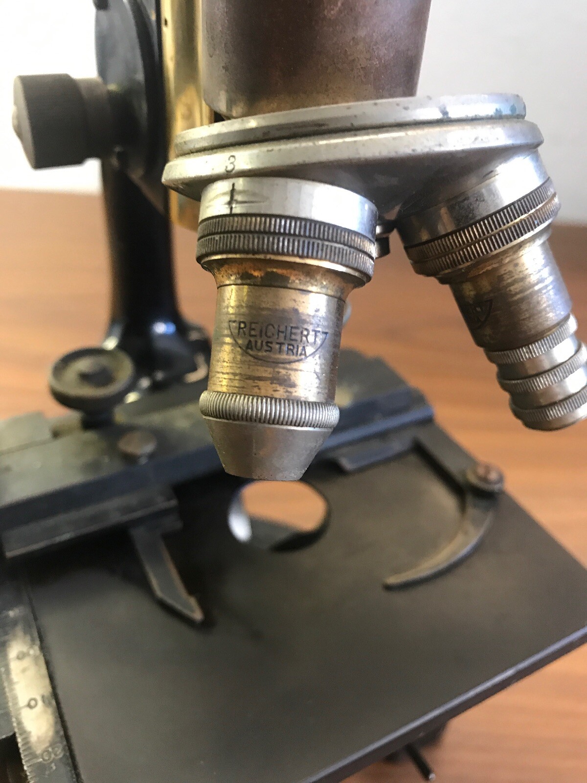 C.REICHERT WIEN MICROSCOPE BRASS VINTAGE OLD MIKROSKOP AUSTRIA ...