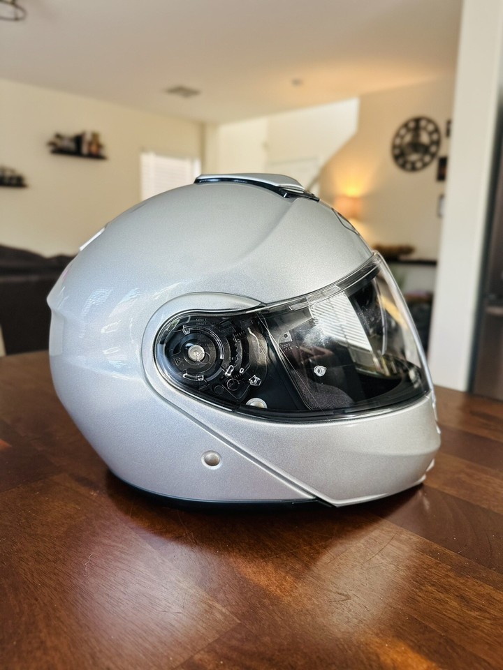 Shoei Neotec Silver Modular Motorcycle Helmet Size M w/J&M Speaker Set ...