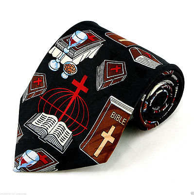 Communion Bible Men's Necktie Religious Christian Cross Bibles Black ...