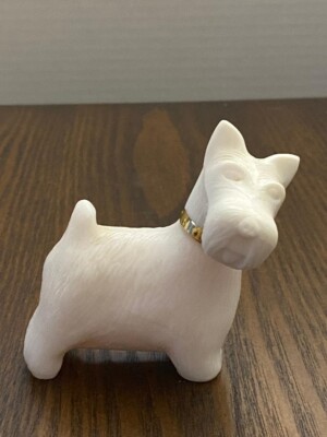 VINTAGE AVON WHITE GLASS DOG PERFUME BOTTLE TERRIER FULL SWEET HONESTY ...