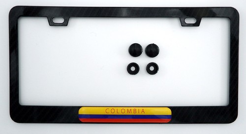Colombia Flag Black Carbon Fibre Fiber Look metal Car License plate ...
